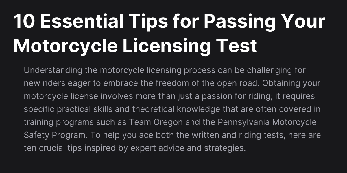 10 Essential Tips for Passing Your Motorcycle Licensing Test ...