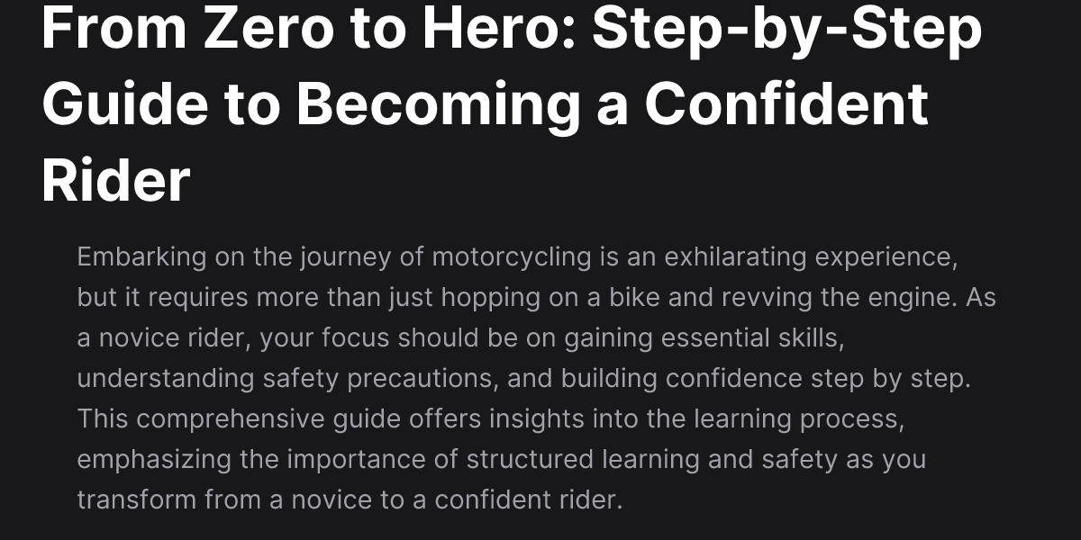 From Zero to Hero: Step-by-Step Guide to Becoming a Confident Rider ...