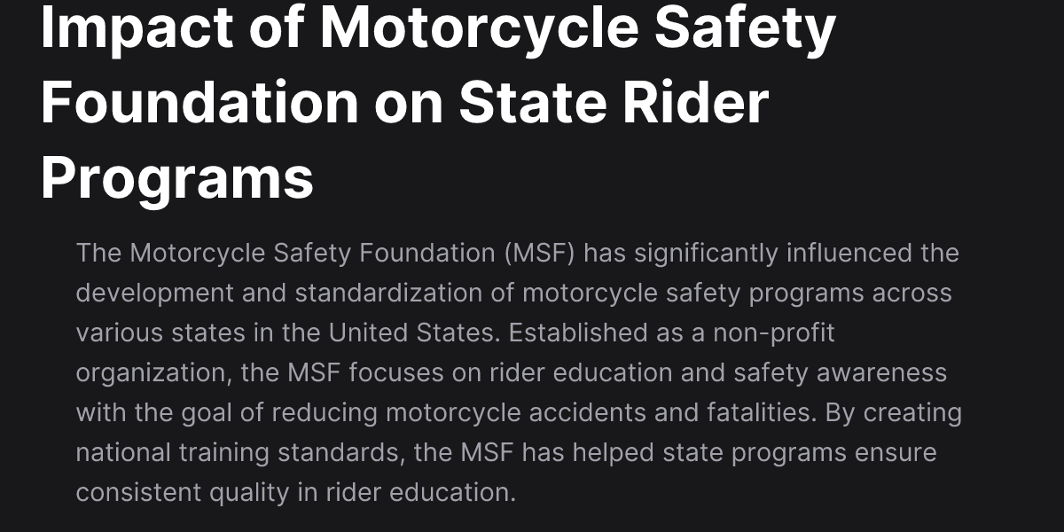 Impact of Motorcycle Safety Foundation on State Rider Programs ...