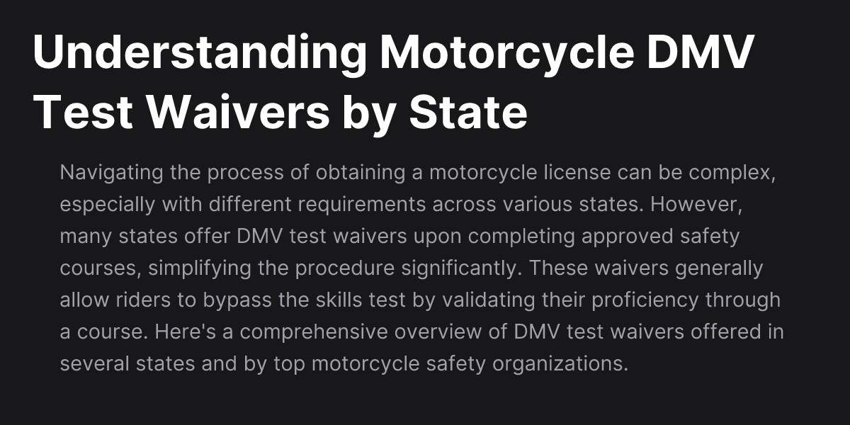 Understanding Motorcycle DMV Test Waivers by State | Motorcycle ...
